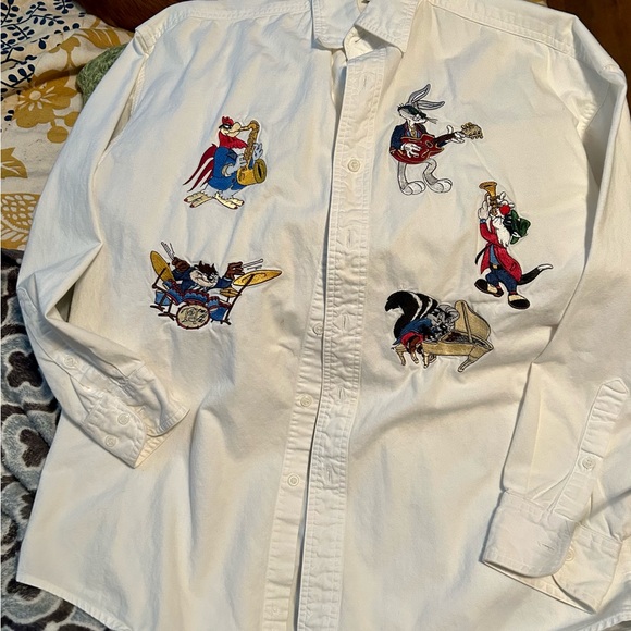 ACME | Shirts | Vintage Looney Tunes Buttondown White Small | Poshmark
